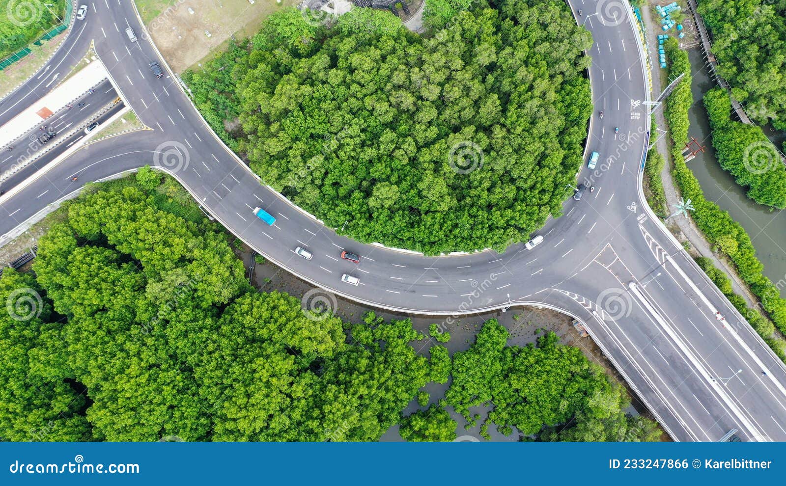 View from Above of Ring Road Toll Way Structure Blend with Group of ...