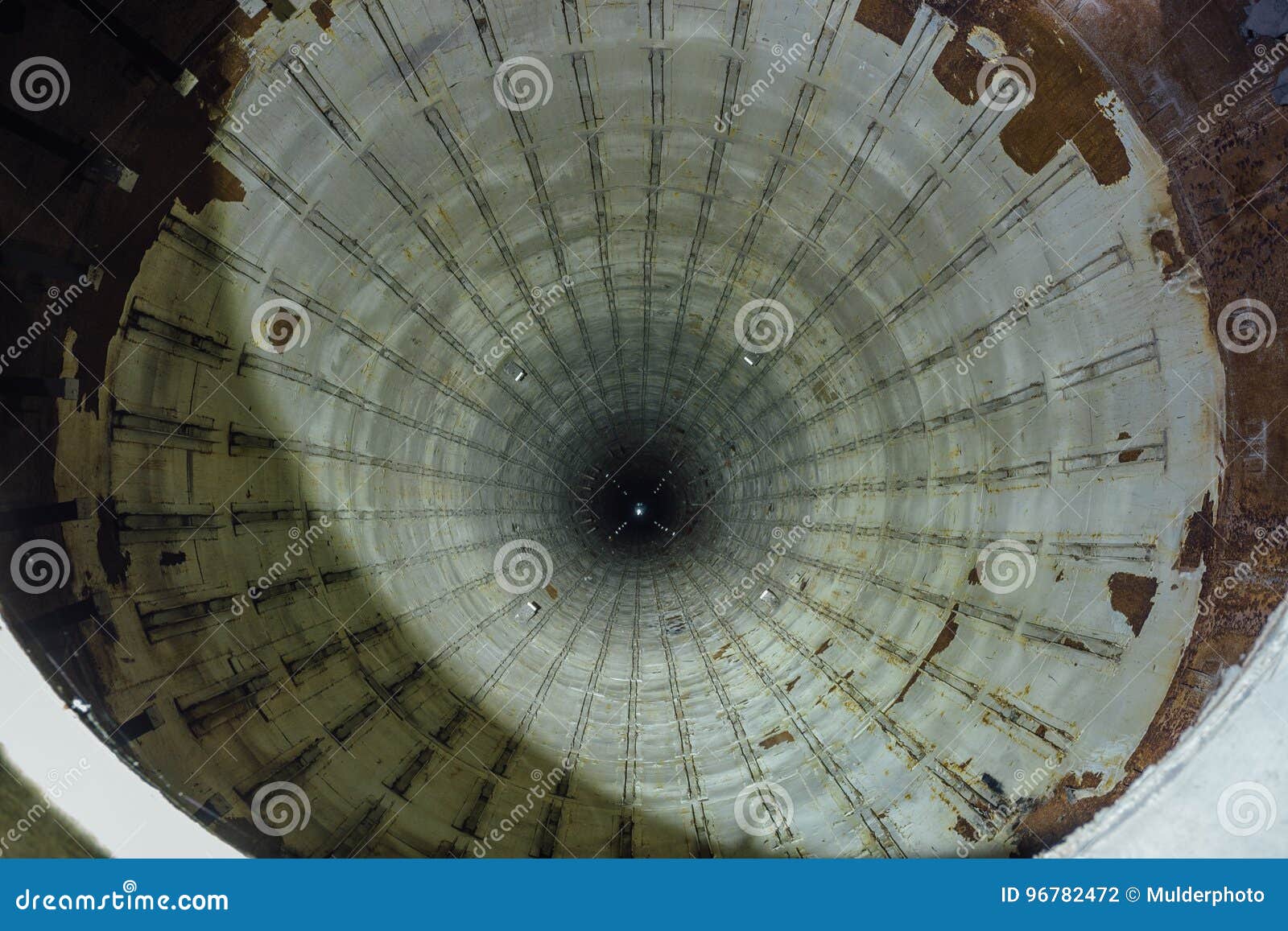 View from Above. Rusty Vertical Mine Tubing Shaft Stock Photo - Image ...