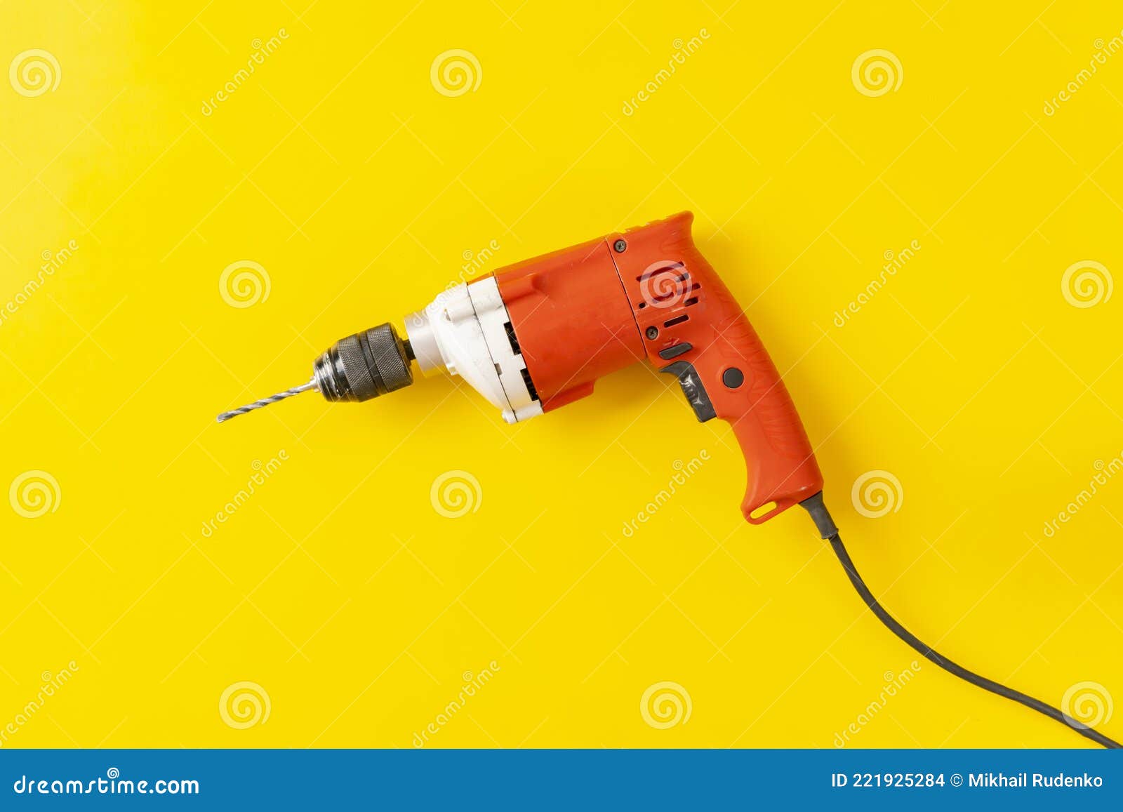 A View from Above of the Simple Single Red Drill Work Tool, Copy Space ...