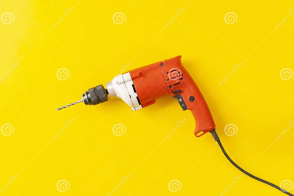 A View from Above of the Simple Single Red Drill Work Tool, Copy Space ...