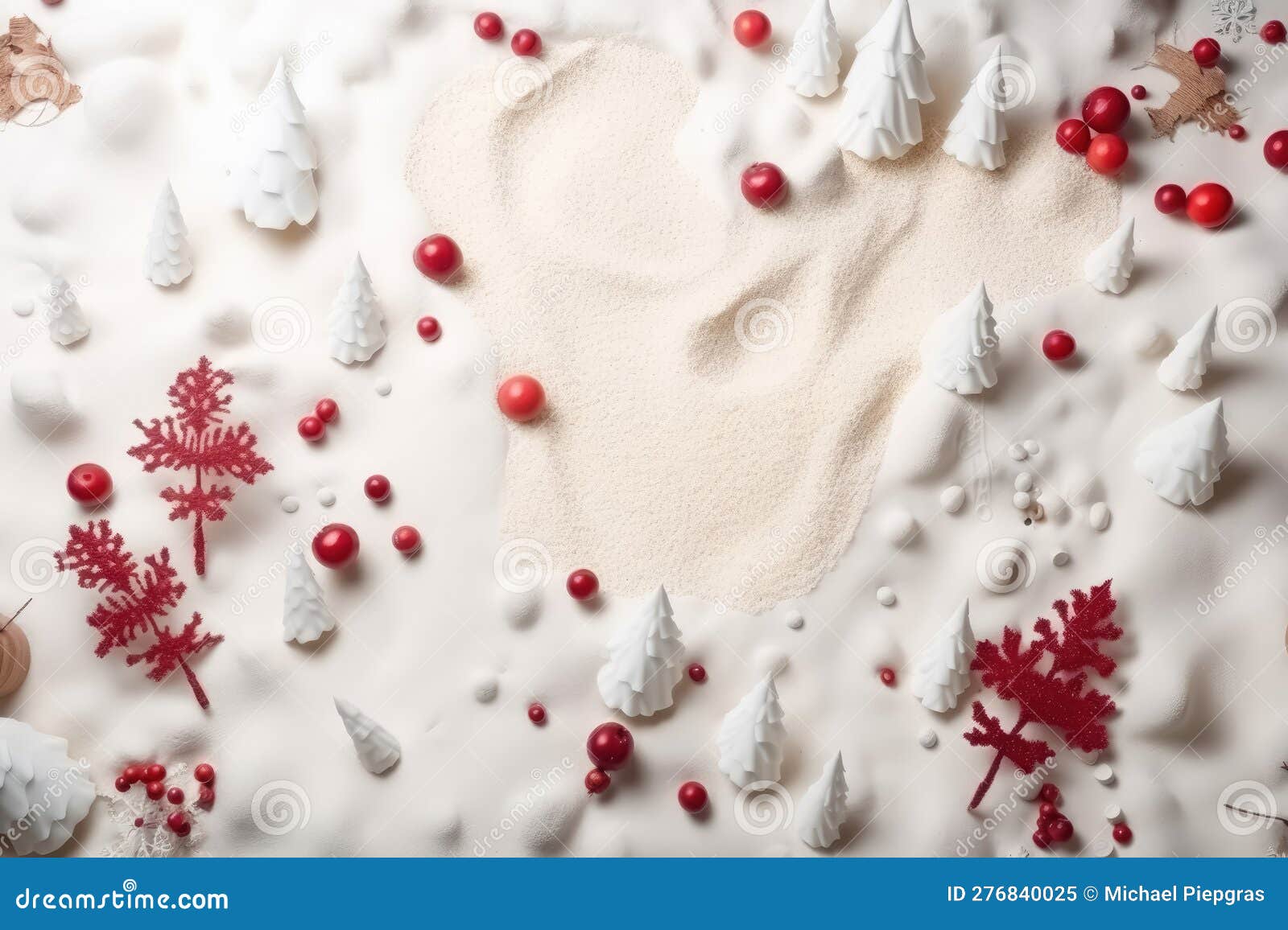 View from Above of a Snow Surface with Christmas Motifs Created with ...