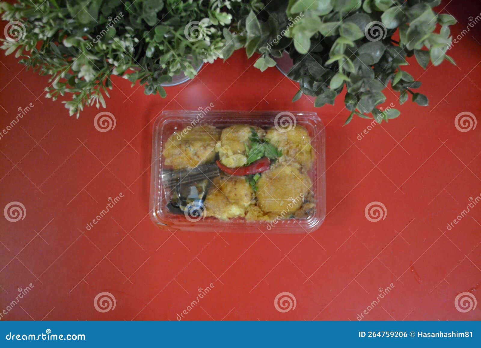 View from Above the Stuffed Tofu, Inside a Transparent Container. Stock ...