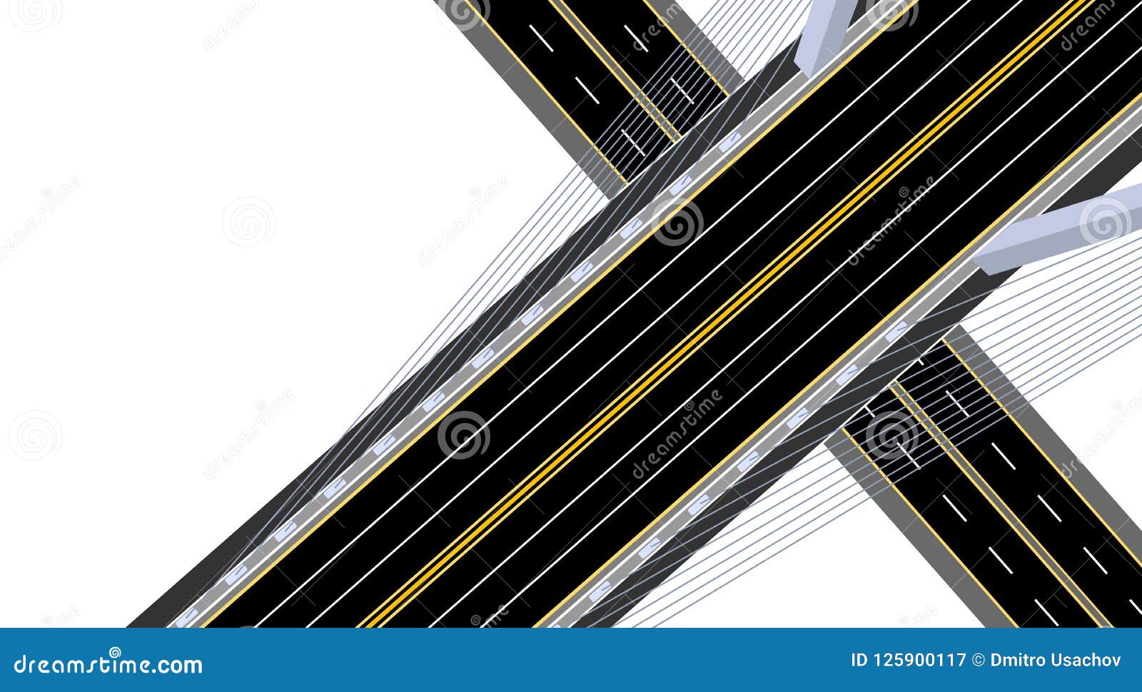 View from Above. Suspended Road Bridge with Highway and Road ...