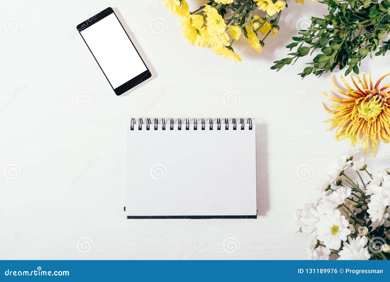 View from Above Template Open Empty Notepad Stock Photo - Image of ...