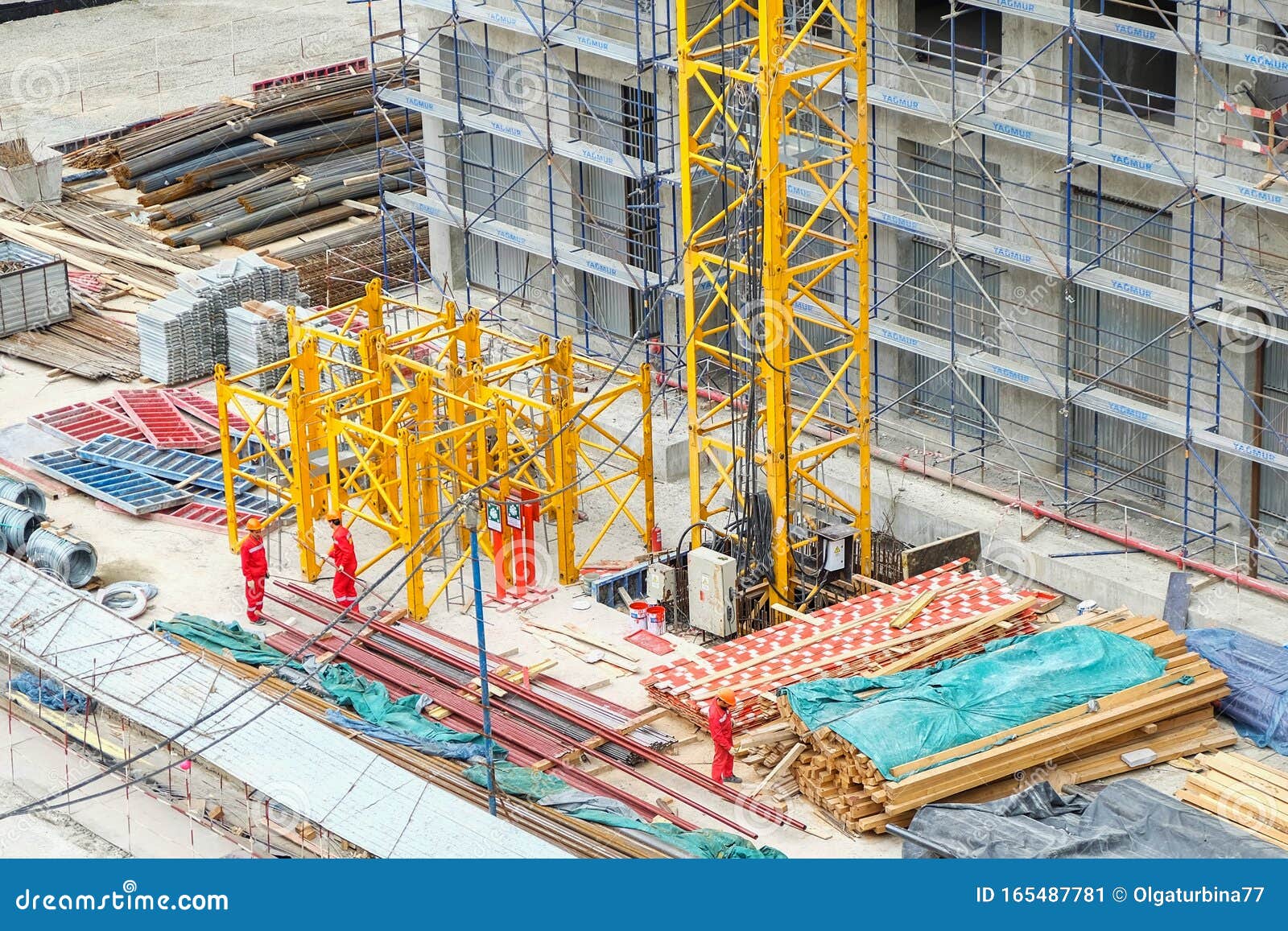 View from Above To Construction Site of Erected Residential Building ...