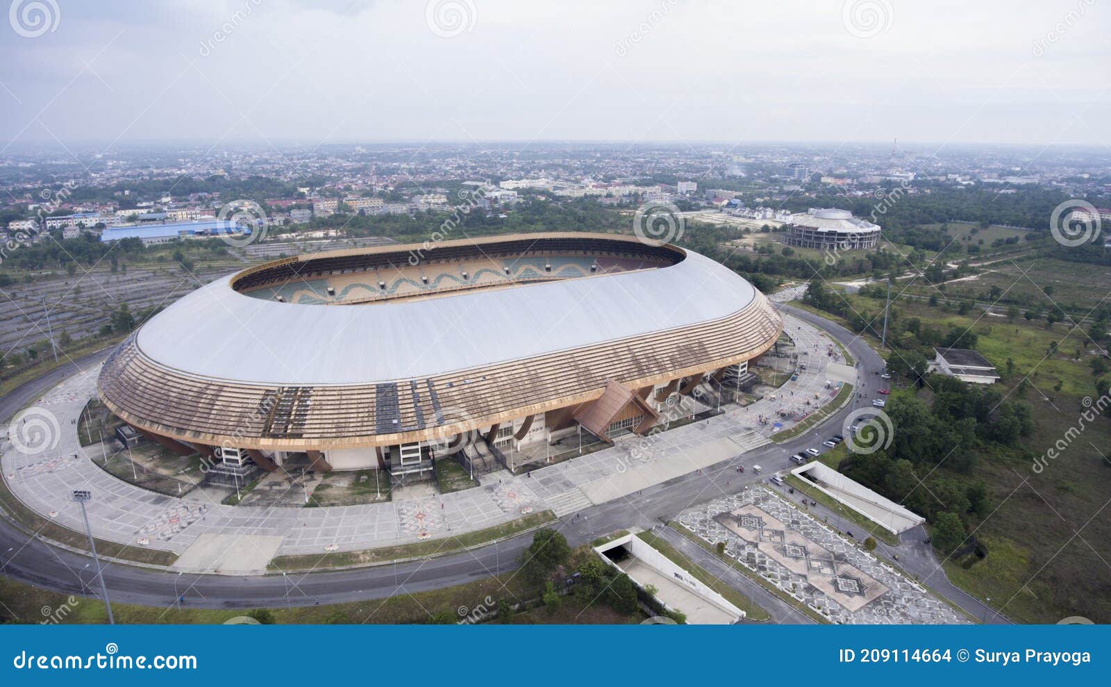 View from Above Using a Drone, Riau Province& X27;s Main Stadium Stock ...