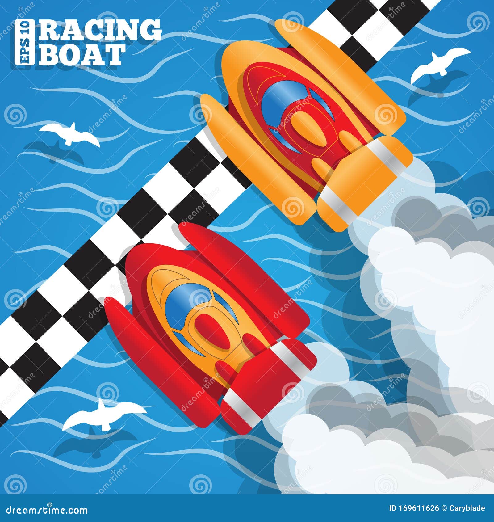 The Racing Boats at the Finish Line. Stock Vector - Illustration of ...
