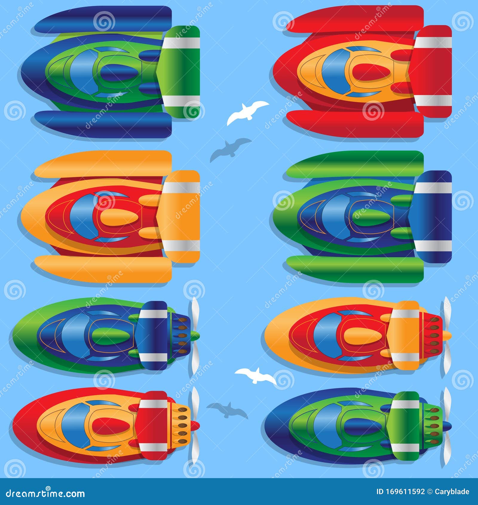 Set of racing boats. stock vector. Illustration of shadow - 169611592
