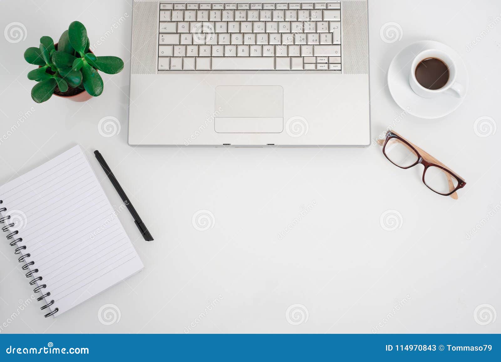 High Angle View of a Modern Office Work Table Stock Image - Image of ...