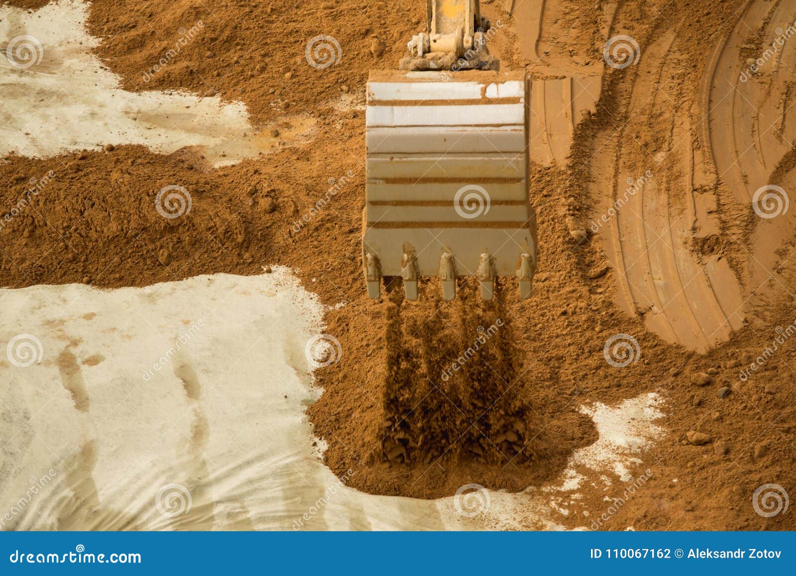Working Excavator Tractor Digging a Trench. Stock Photo - Image of ...