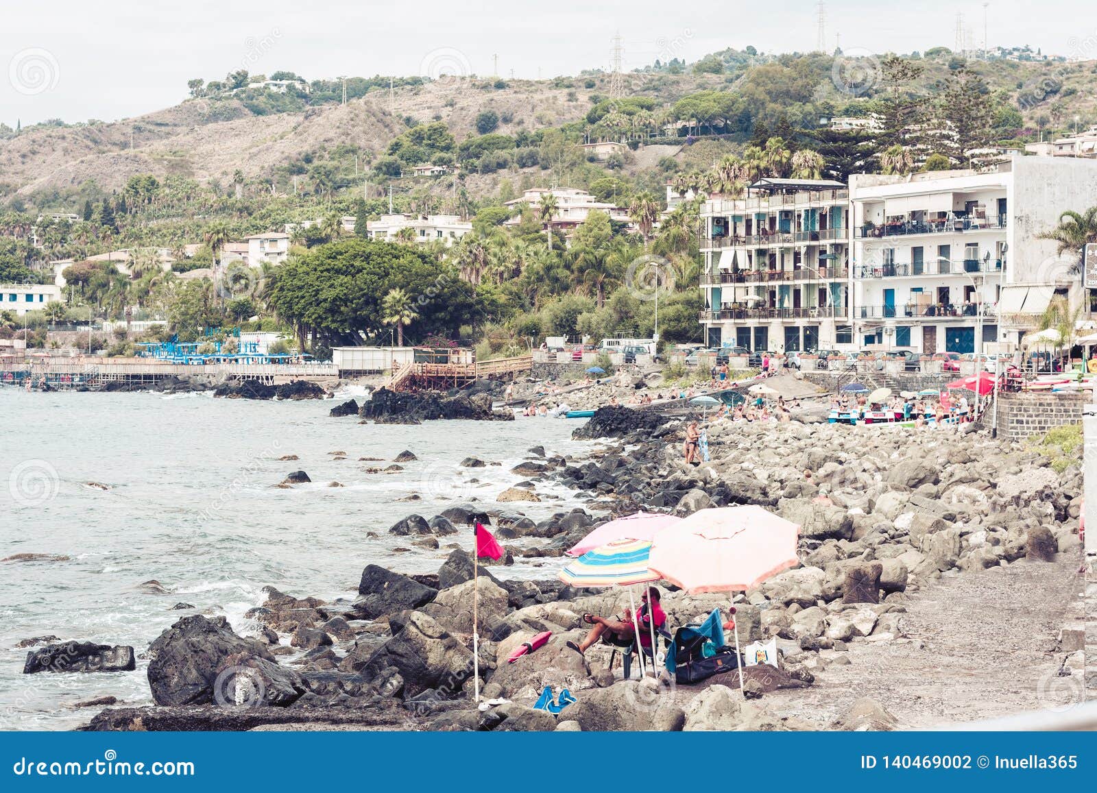 View of Acitrezza Beach, Catania, Sicily, Italy Stock Photo - Image of ...