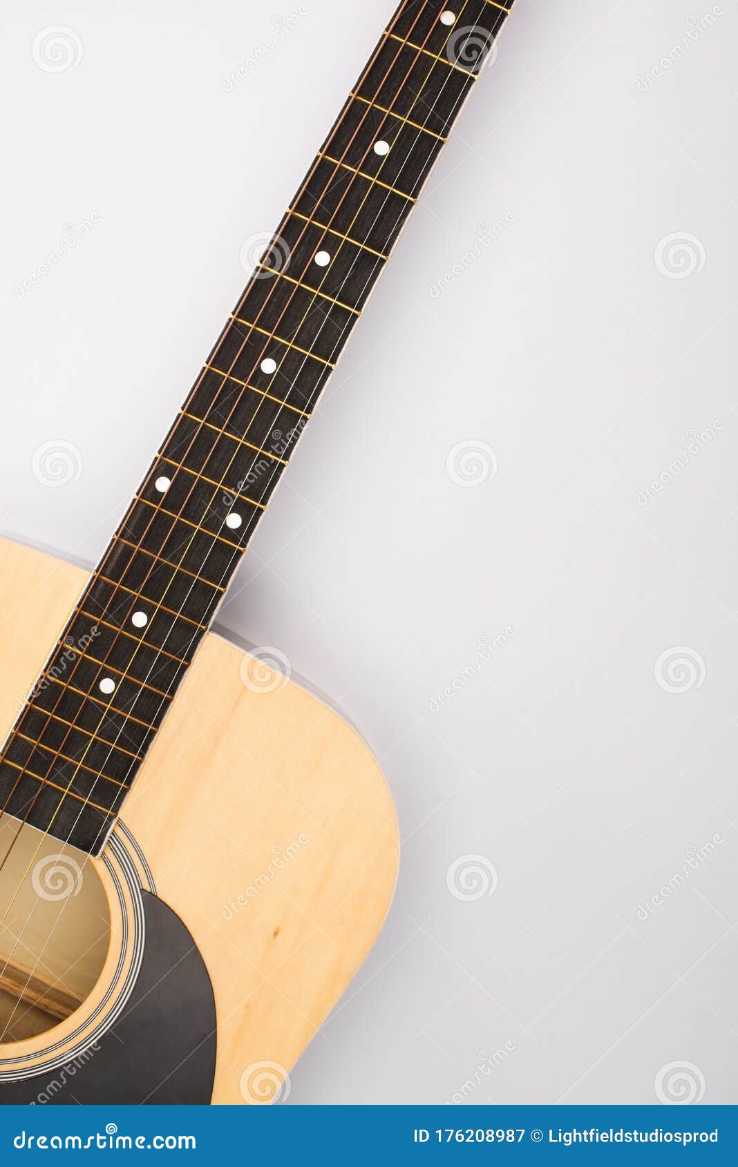 View of Acoustic Guitar on White Stock Image - Image of acoustic, white ...