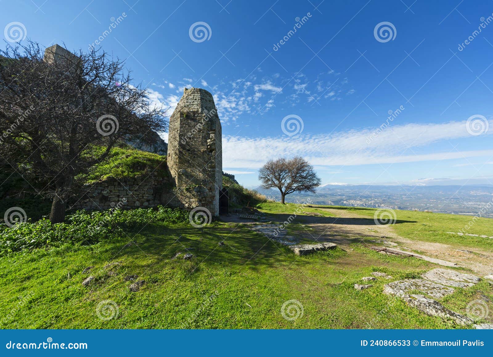 View of Acrocorinth Castle, Peloponesse - Greece. Stock Image - Image ...
