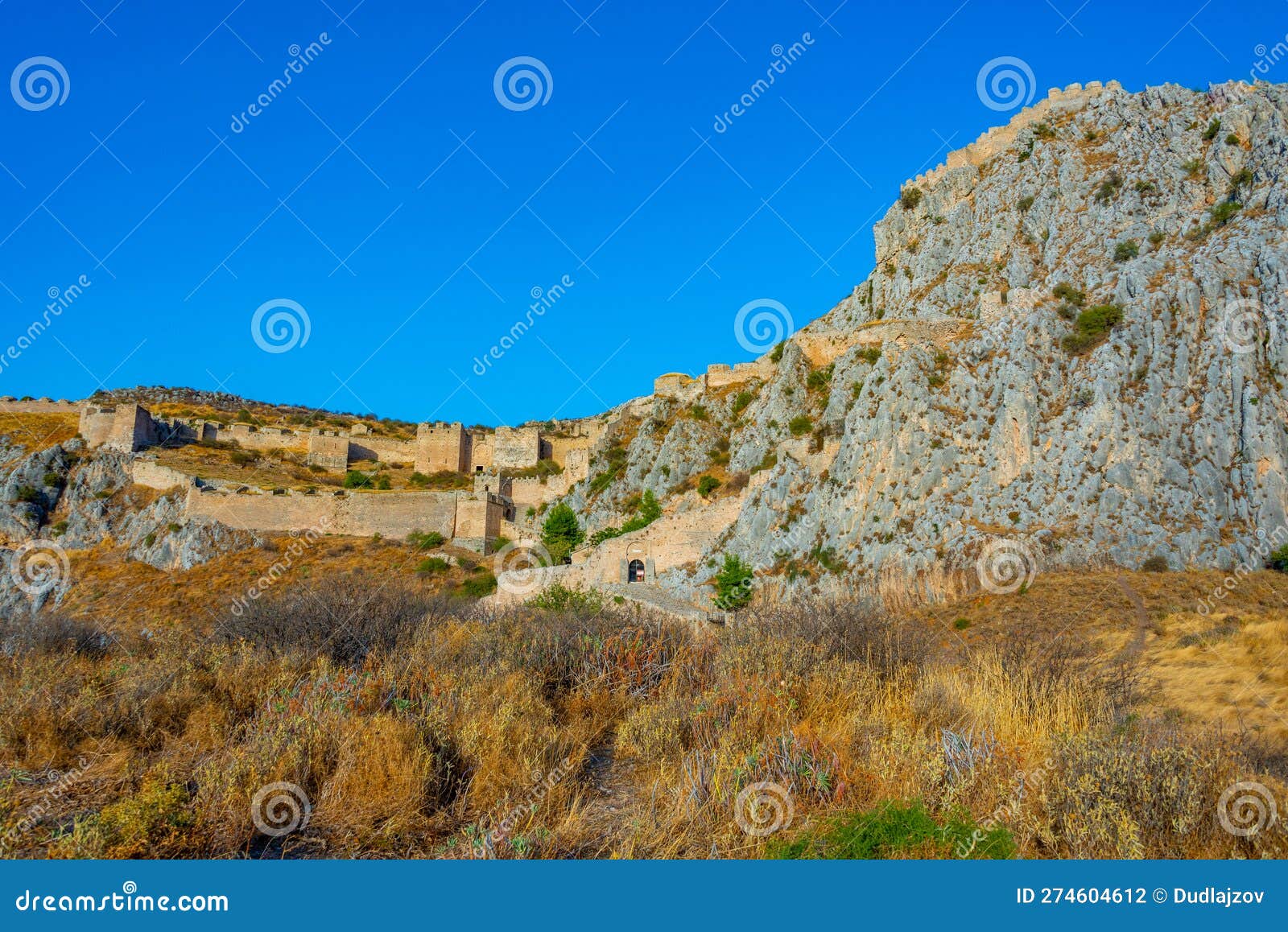 View of Acrocorinth Castle in Greece Stock Photo - Image of stronghold ...