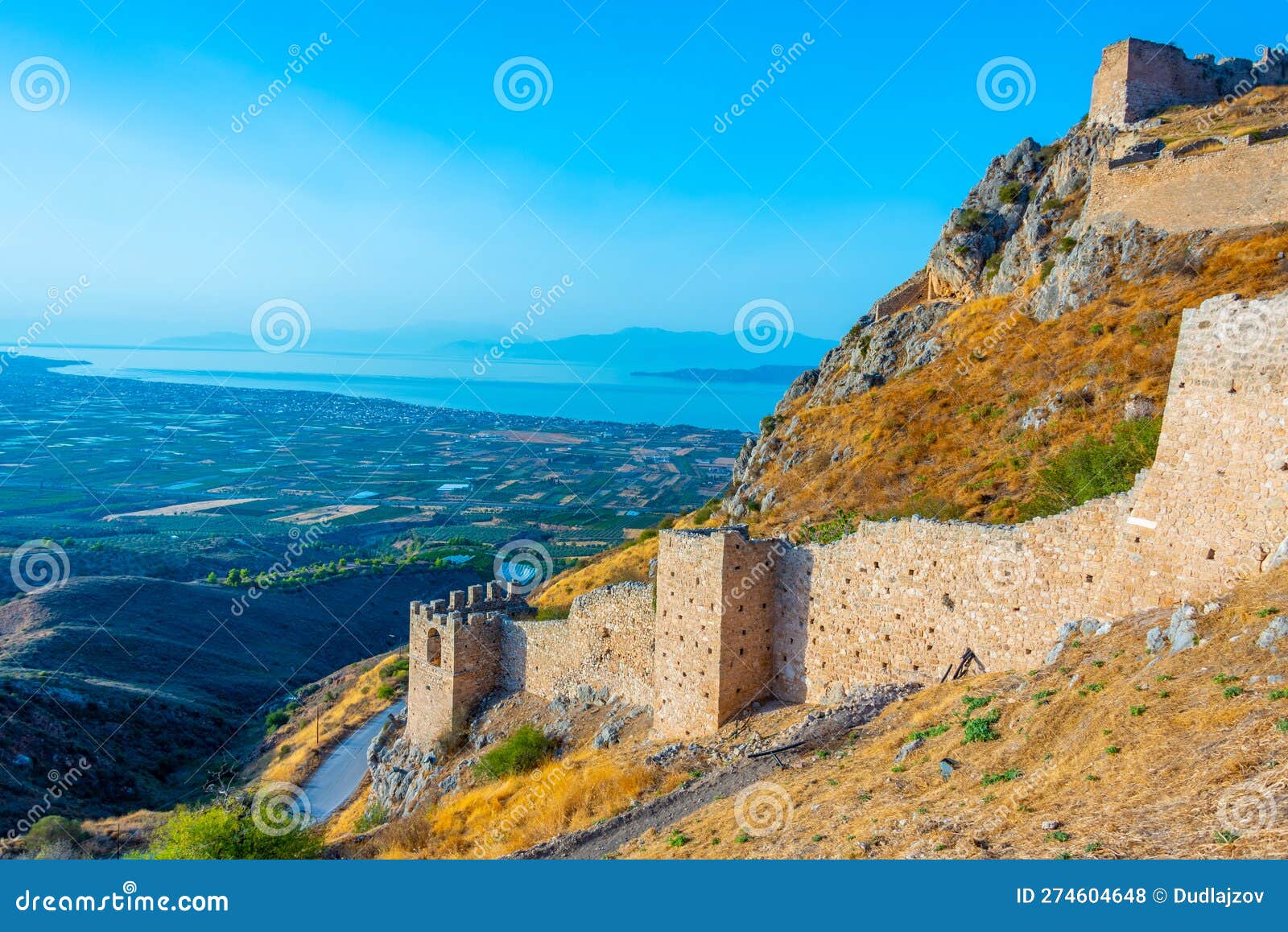 View of Acrocorinth Castle in Greece Stock Photo - Image of rock ...