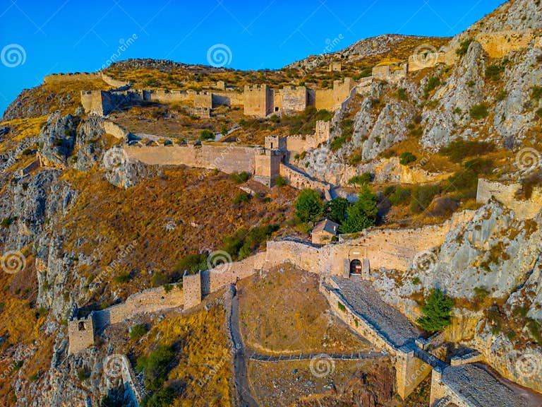 View of Acrocorinth Castle in Greece Stock Photo - Image of corinth ...