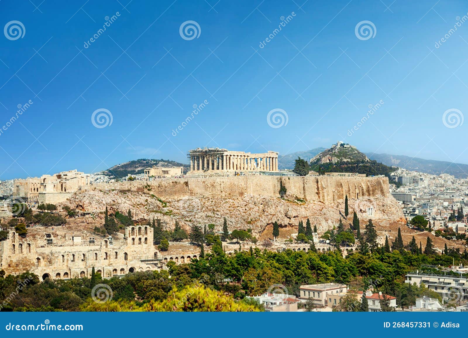 View of the Acropolis stock image. Image of building - 268457331