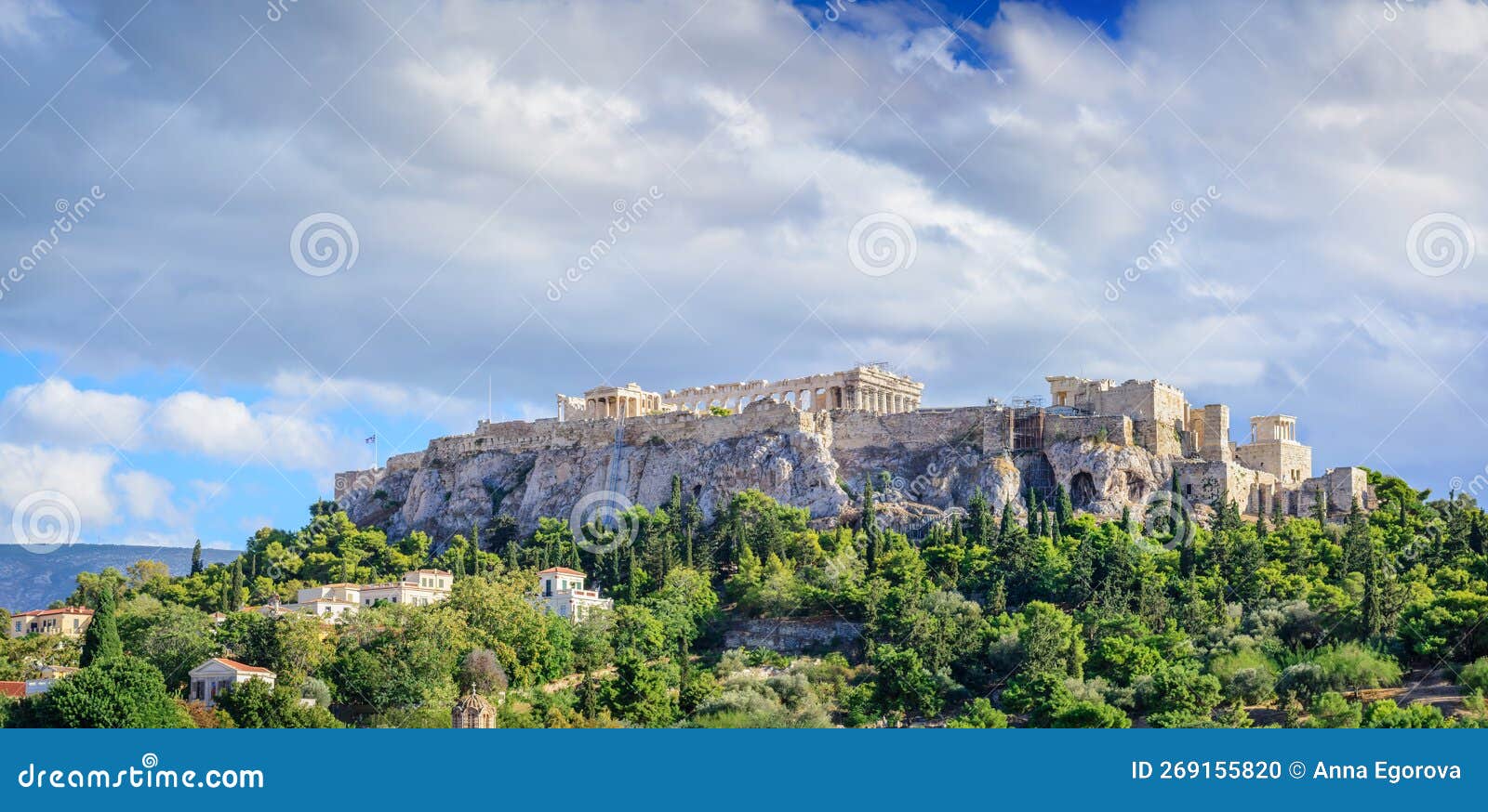 View of the Acropolis, Parthenon in Cloudy Weather Stock Photo - Image ...