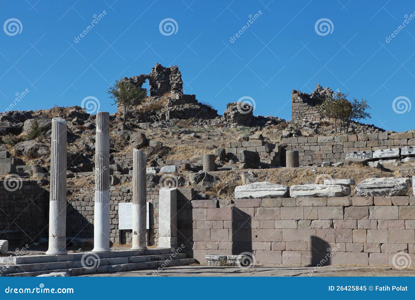 View of Acropolis in Pergamon, Turkey. Stock Image - Image of cultural ...