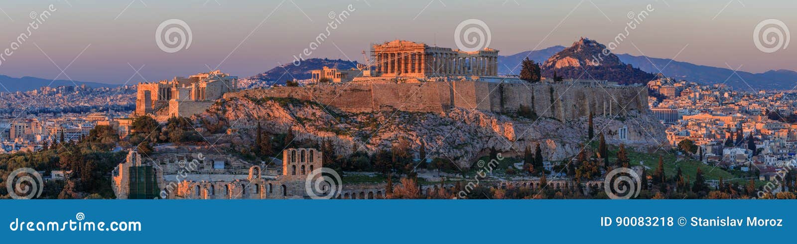 View on Acropolis at Sunset Stock Photo - Image of panoramic, touristic ...