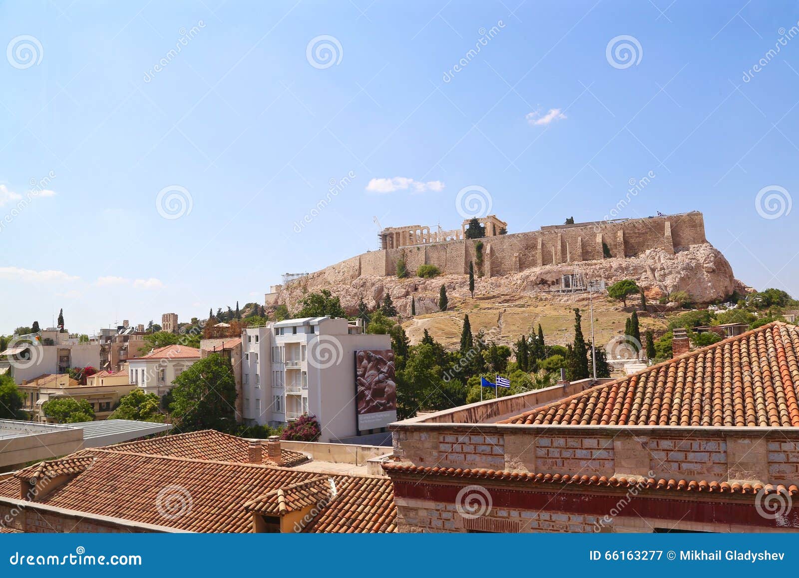 View of the Acropolis stock image. Image of roofs, tiled - 66163277
