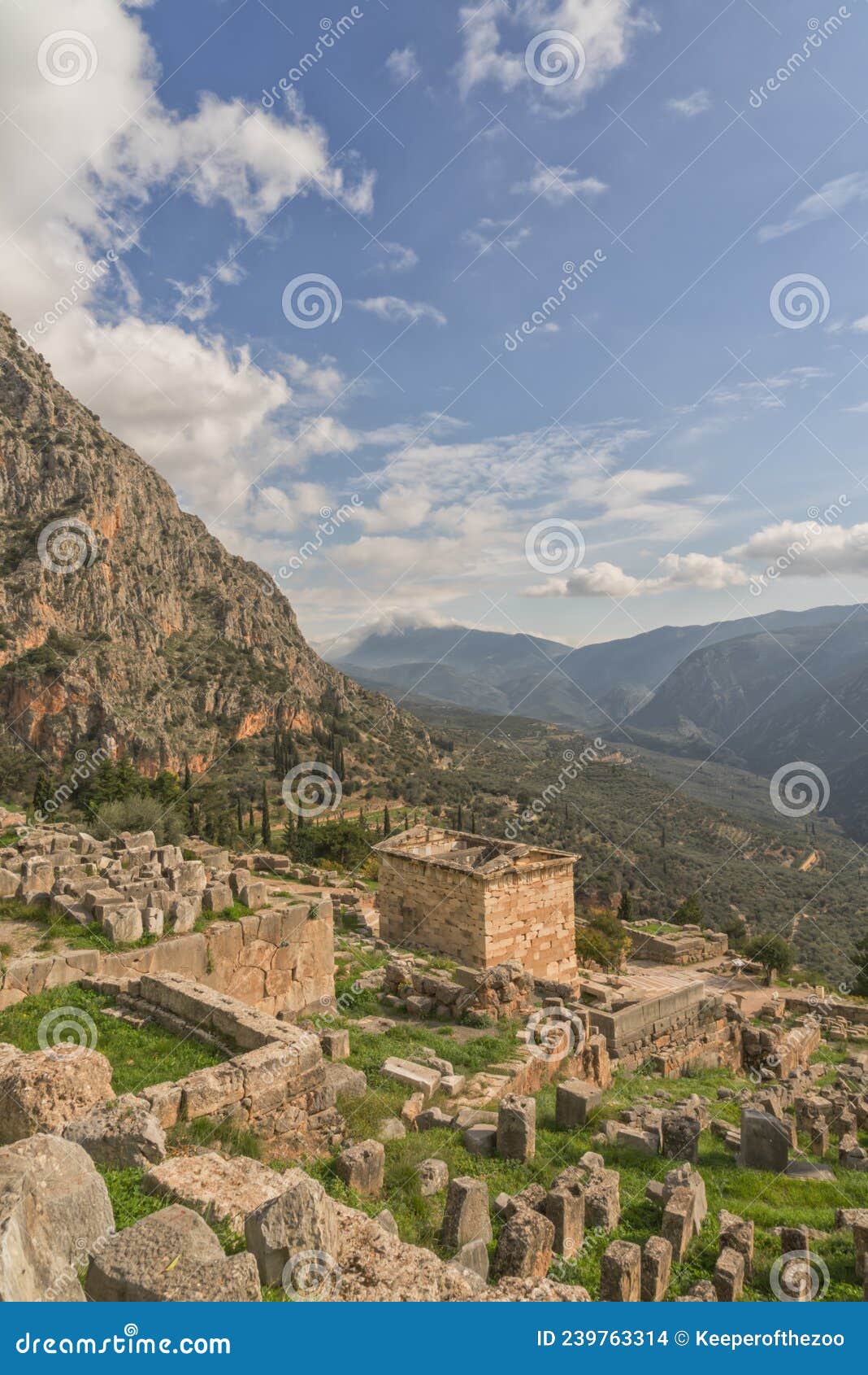 View Across the Ruins of Delphi with Mountains in Background Stock ...