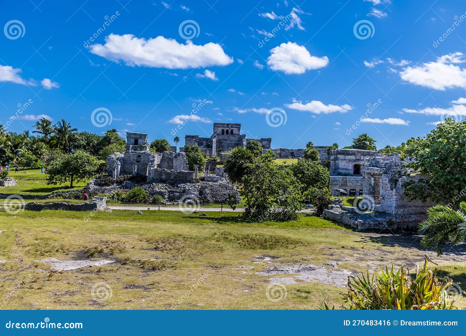 A View Across the Central Complex at the Mayan Settlement of Tulum ...