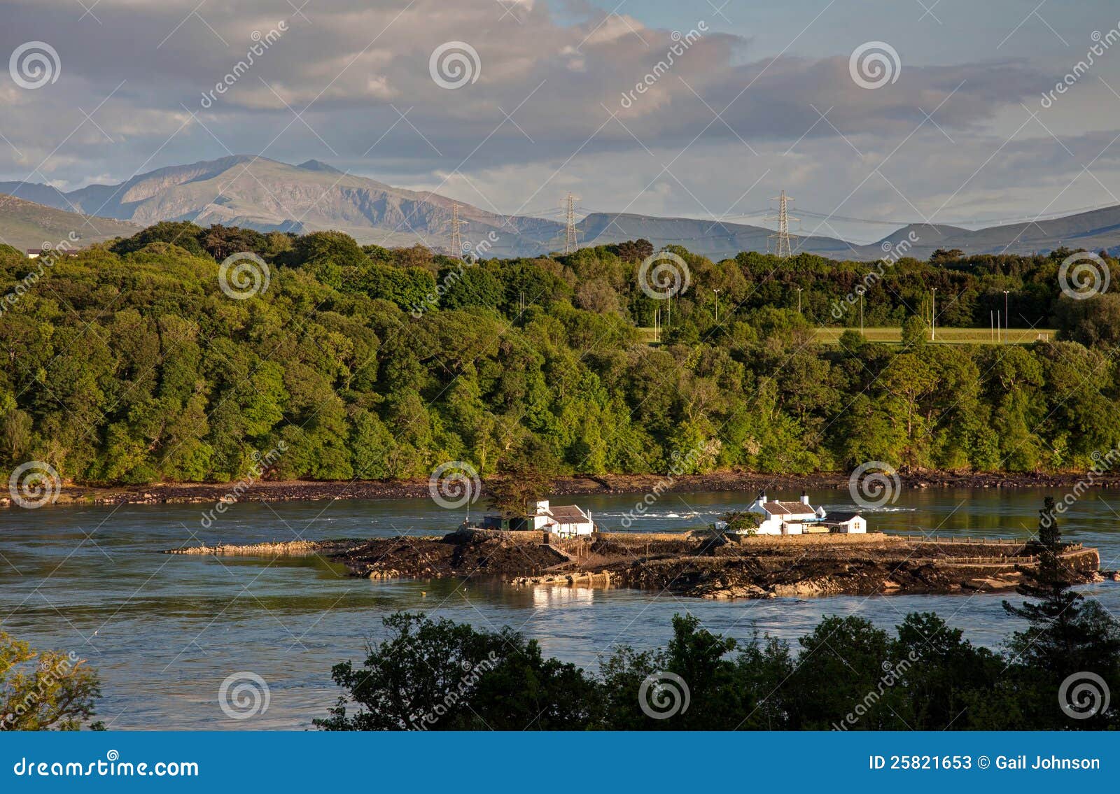 View Across the Menai Straits Stock Image - Image of woods, park: 25821653