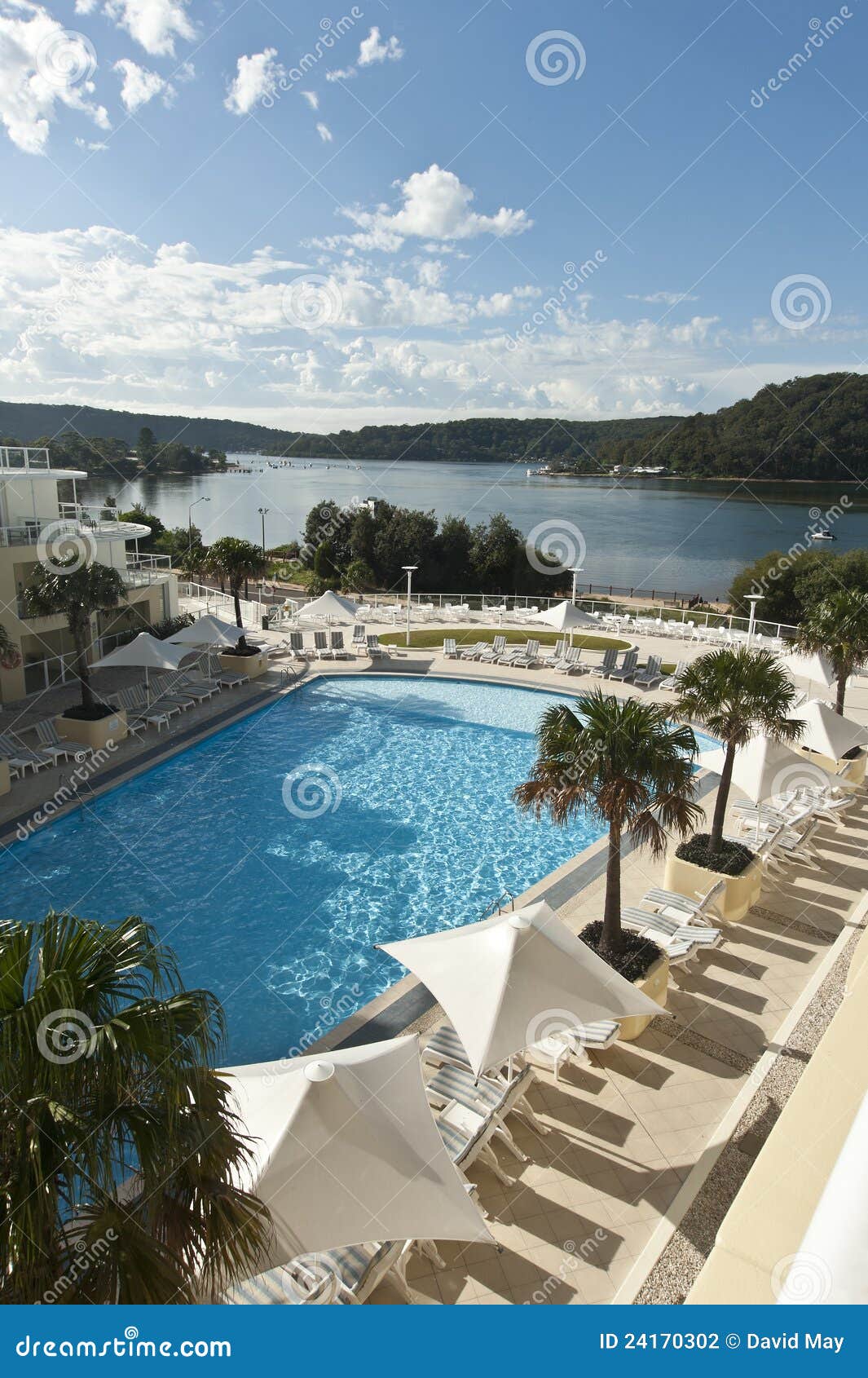 Early Morning View Across Resort Pool Editorial Photography - Image of ...