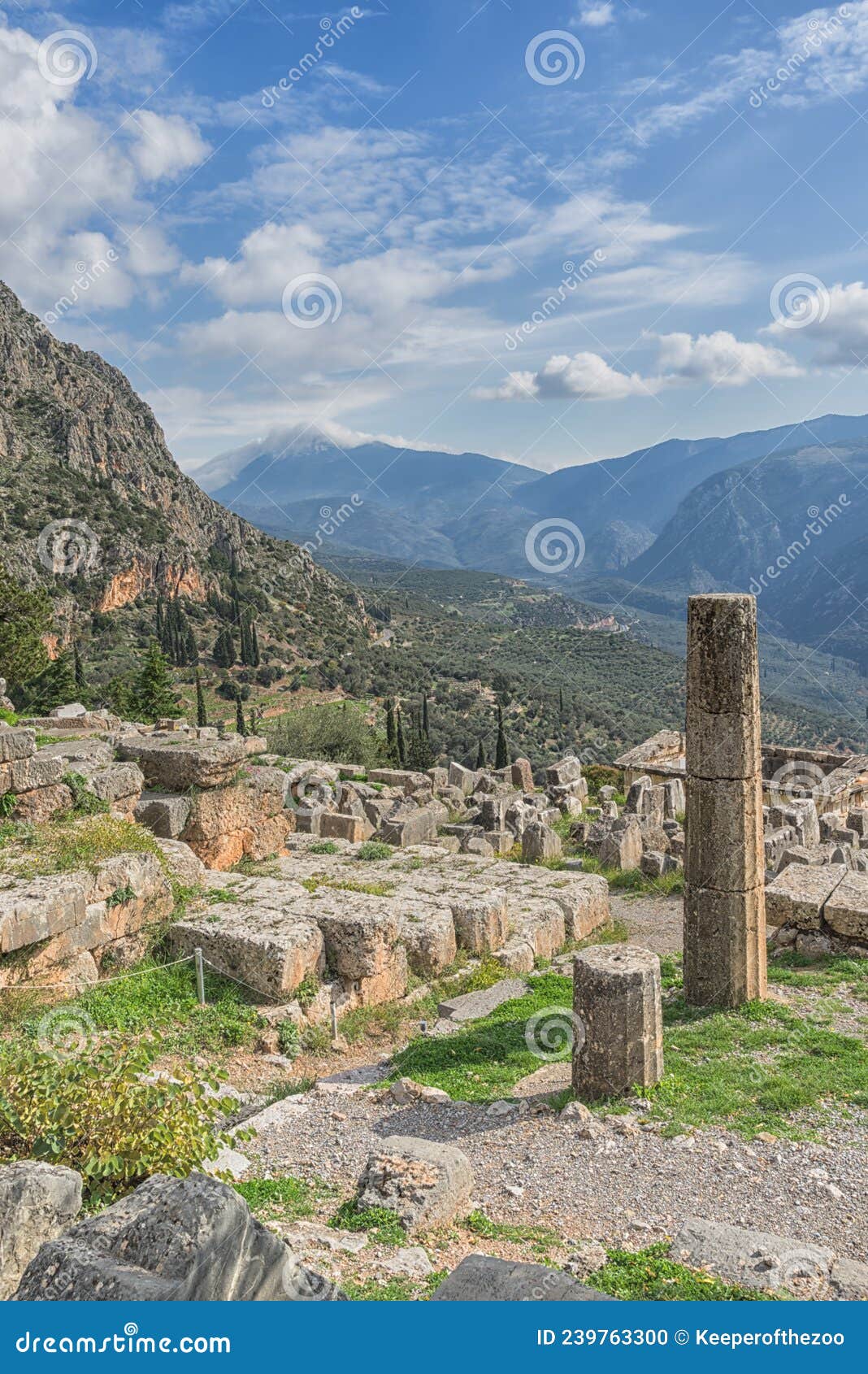 View Across the Ruins of Delphi with Mountains in Background Stock ...