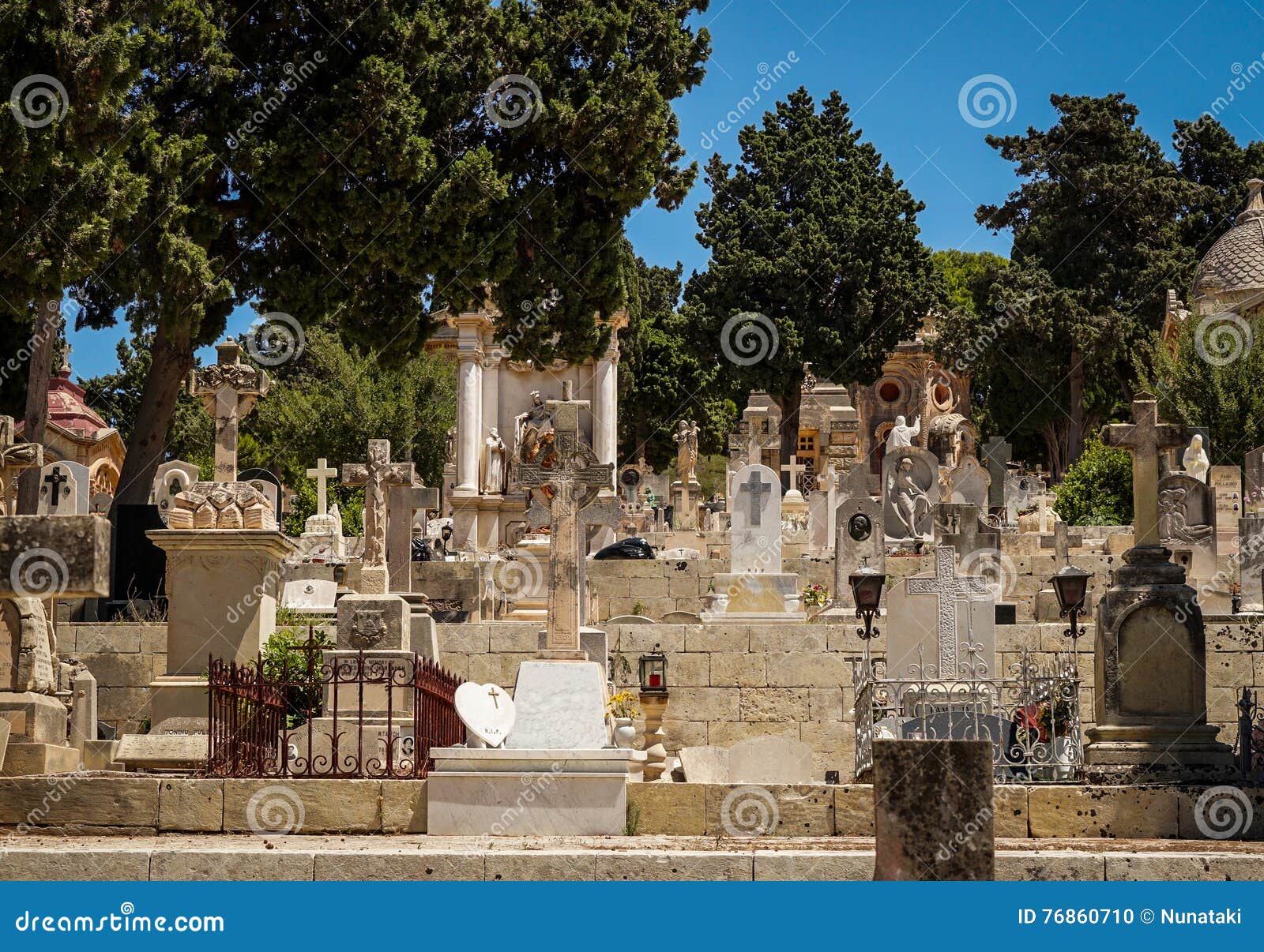 View of the Addolorata Cemetery Tombstones Stock Photo - Image of ...