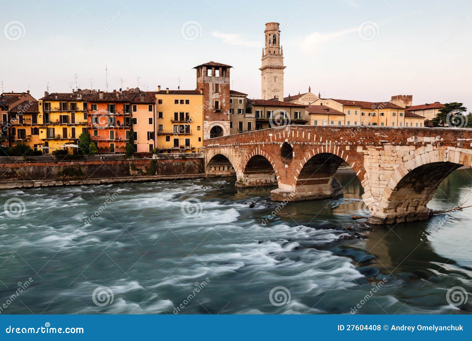 View of Adige River and Saint Peter Bridge Stock Photo - Image of ...