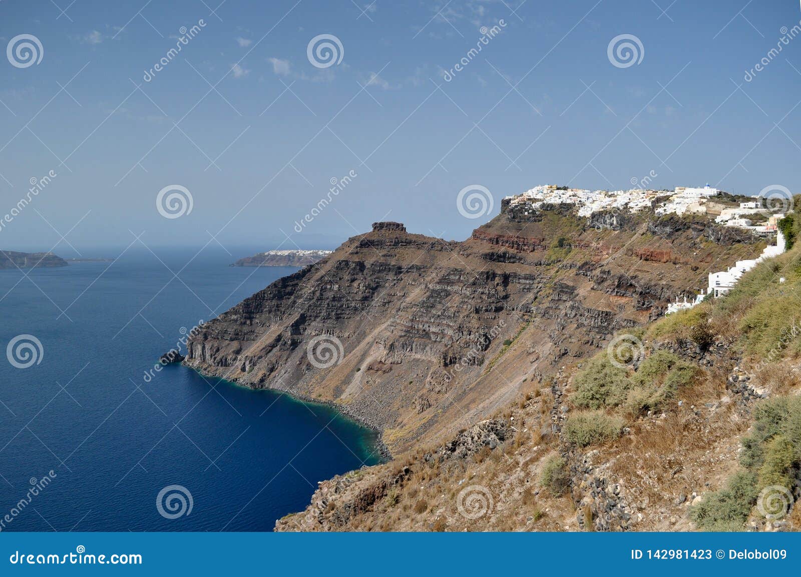View of the Aegean Sea and the Cliffs of the Coastline of Santorini ...