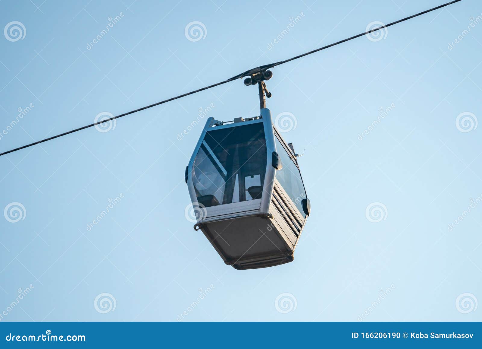 View at Aerial Cable Car in Tbilisi Stock Photo - Image of lift, light ...