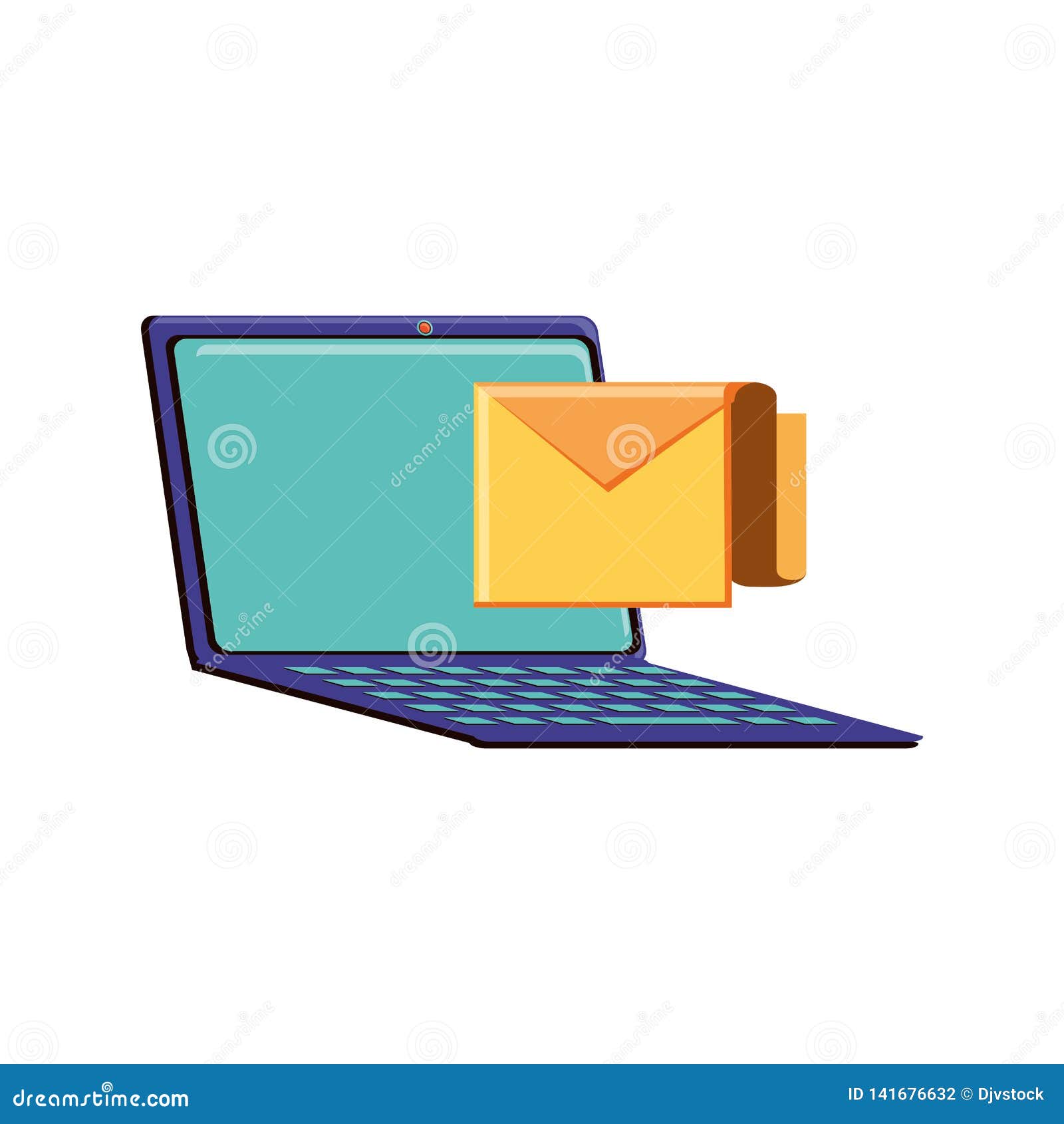 Laptop With Envelope And DOC File. Notebook And Email With File ...
