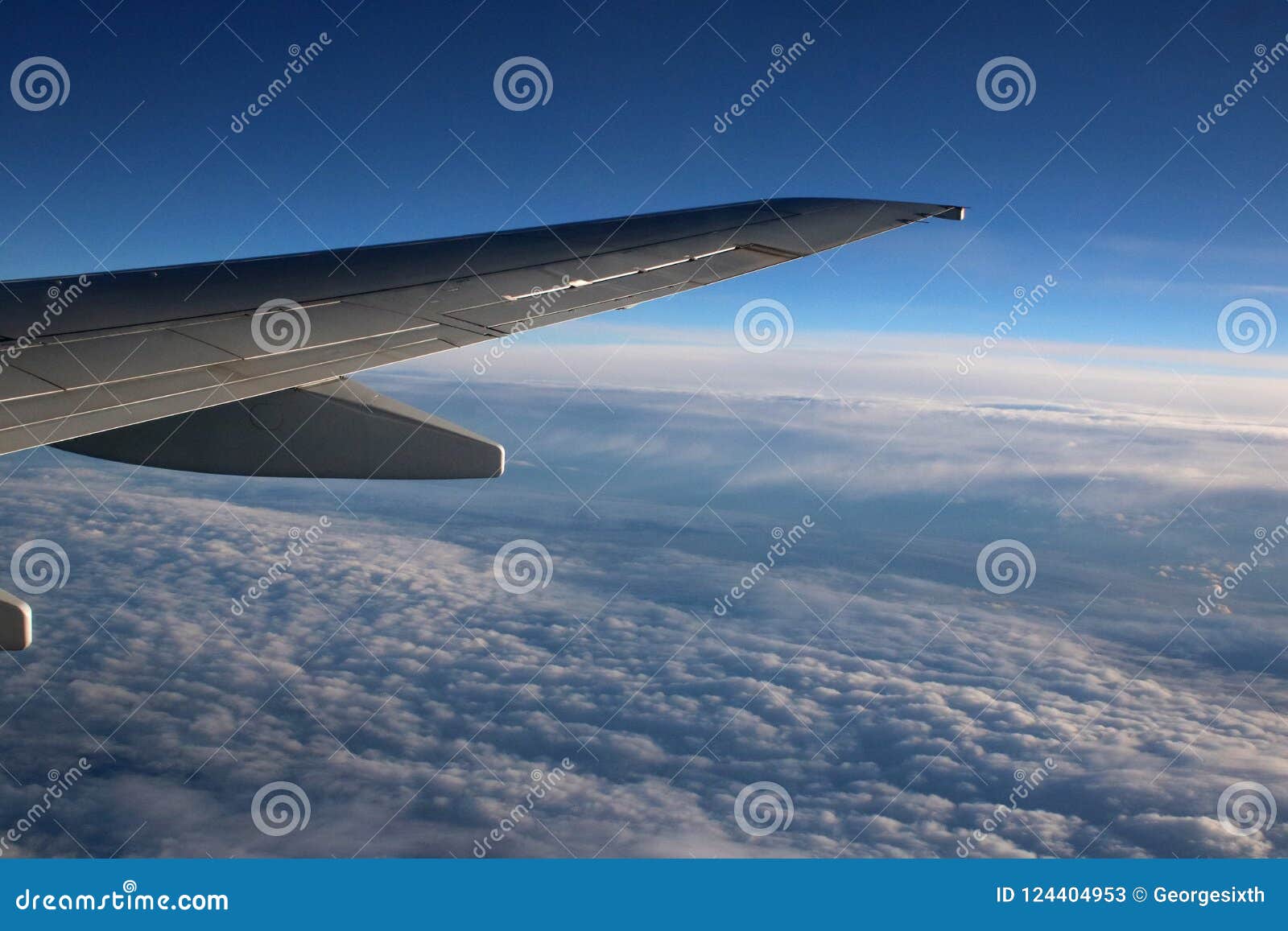 Aeroplane Wing, Blue Sky, Broken White Cloud Stock Image - Image of ...