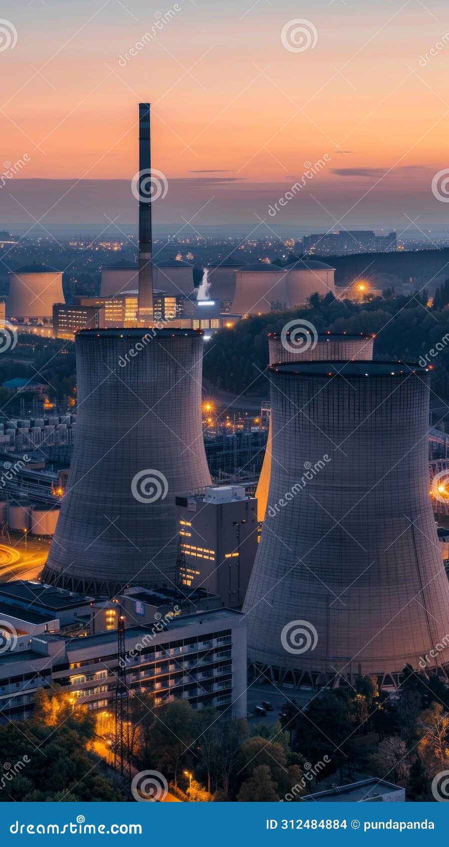 View from Afar of a Nuclear Power Plant, Operating Nuclear Reactors ...