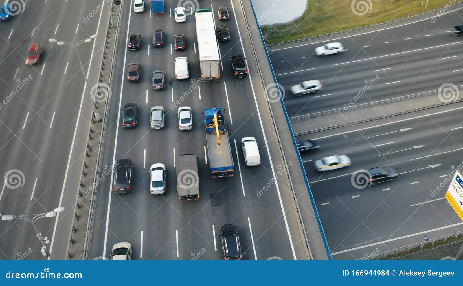 View from the Air on the Movement of Cars on the Overpasses at the ...