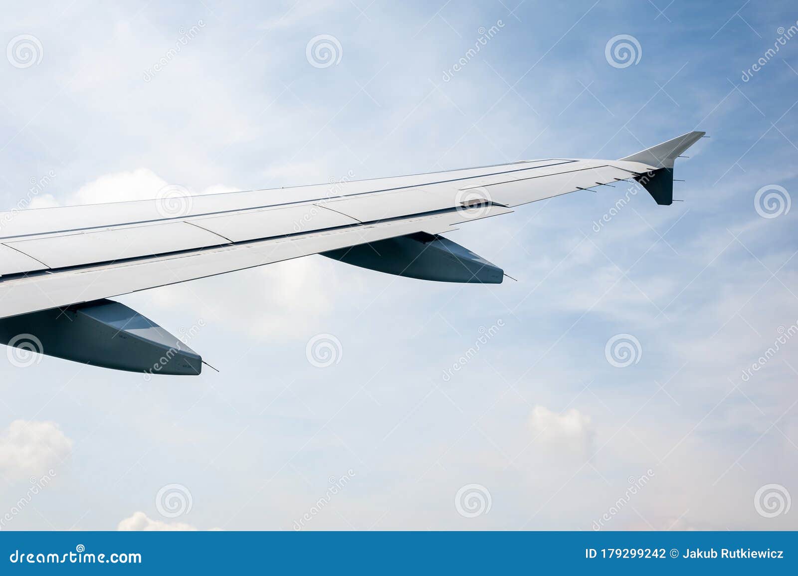 Horizontal View from Airborne Airplane Window at Cloudy Sky at High ...