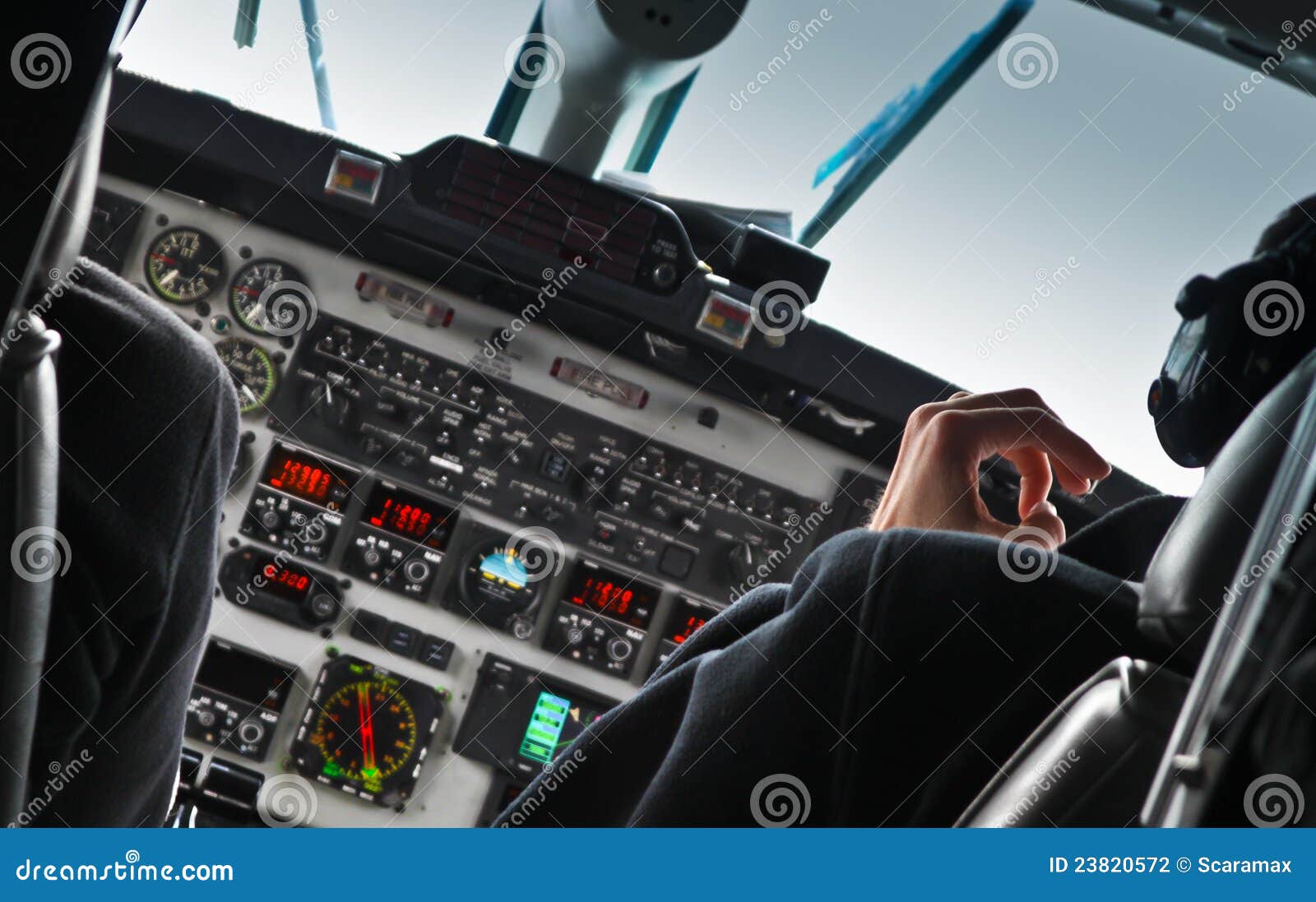 View of Airplane Cockpit and Pilot Stock Photo - Image of check, haul ...