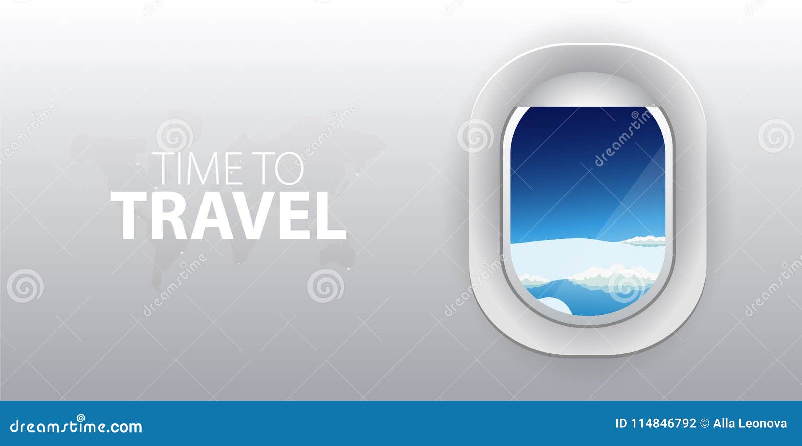 View from Airplane. Flight Window with Clouds. Flat Web Vector Banner ...