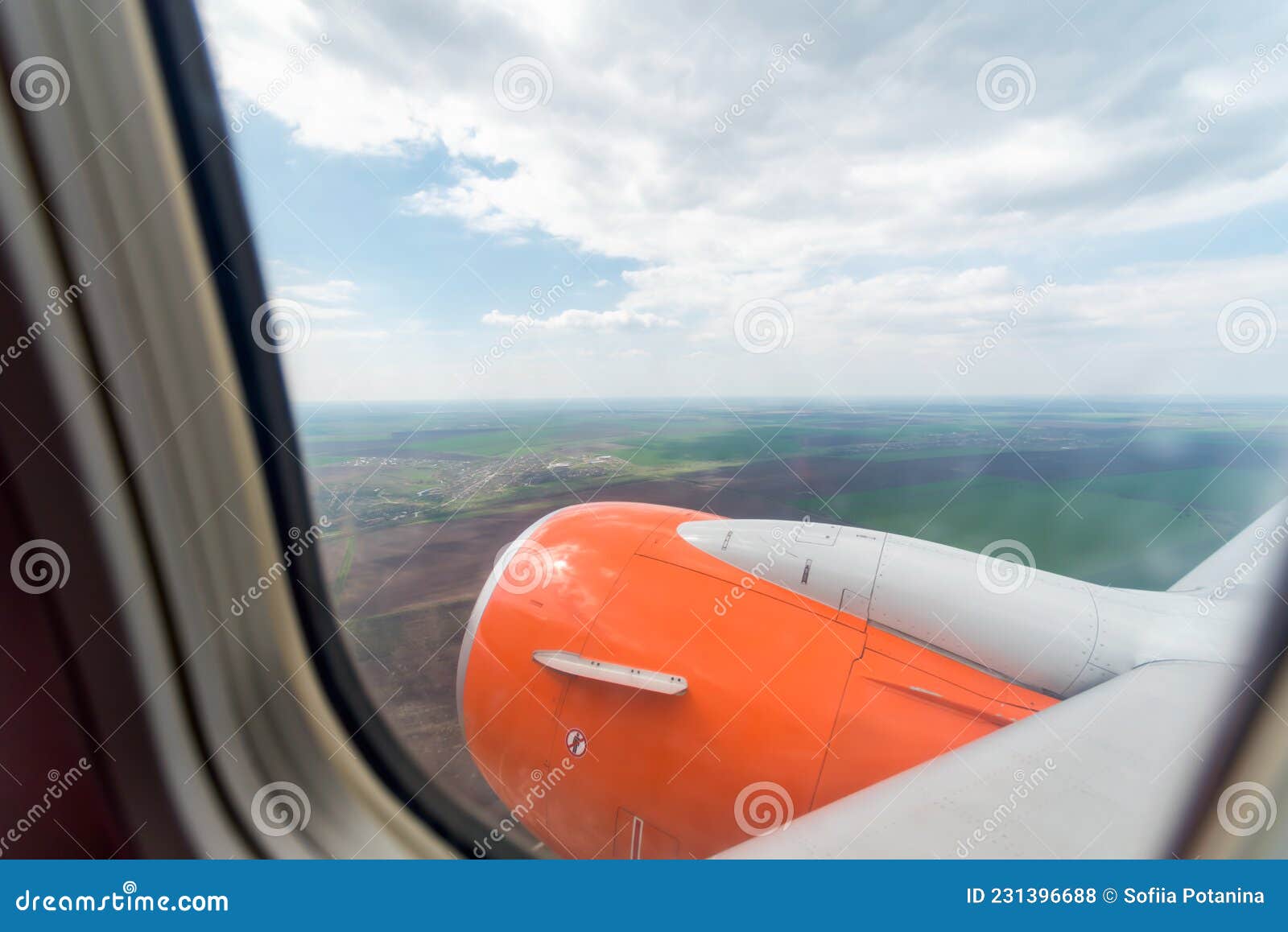 View from the Airplane Window of the Airport during Takeoff Stock Photo ...