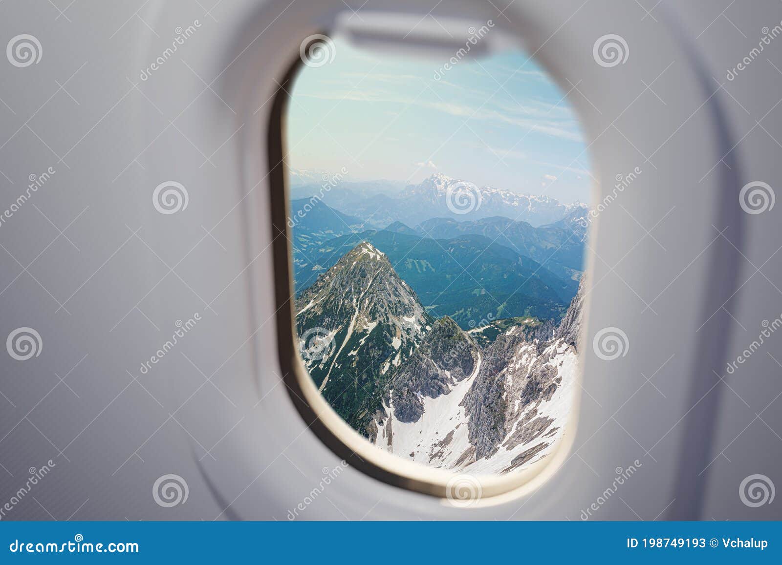 View from Airplane Window on Alps Mountains. Stock Image - Image of ...