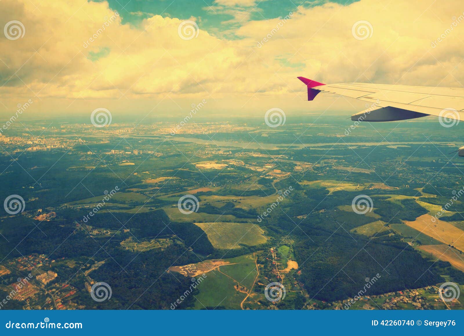 View from Airplane Window on Fields Stock Photo - Image of travel ...