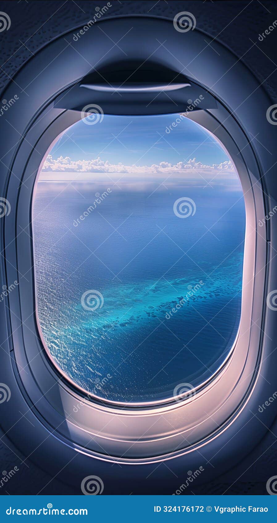View from Airplane Window Overlooking Ocean Stock Photo - Image of ...