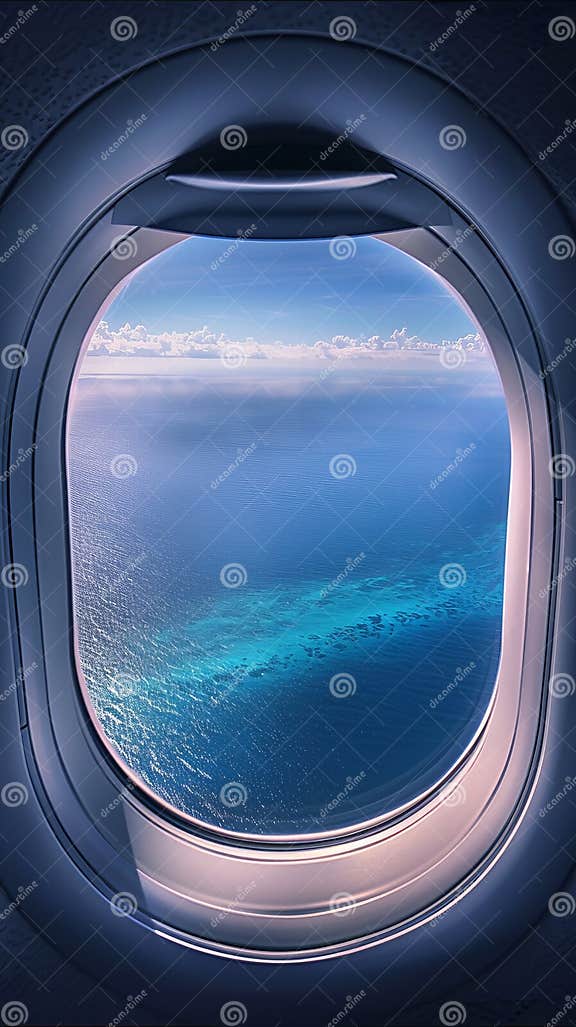 View from Airplane Window Overlooking Ocean Stock Photo - Image of ...