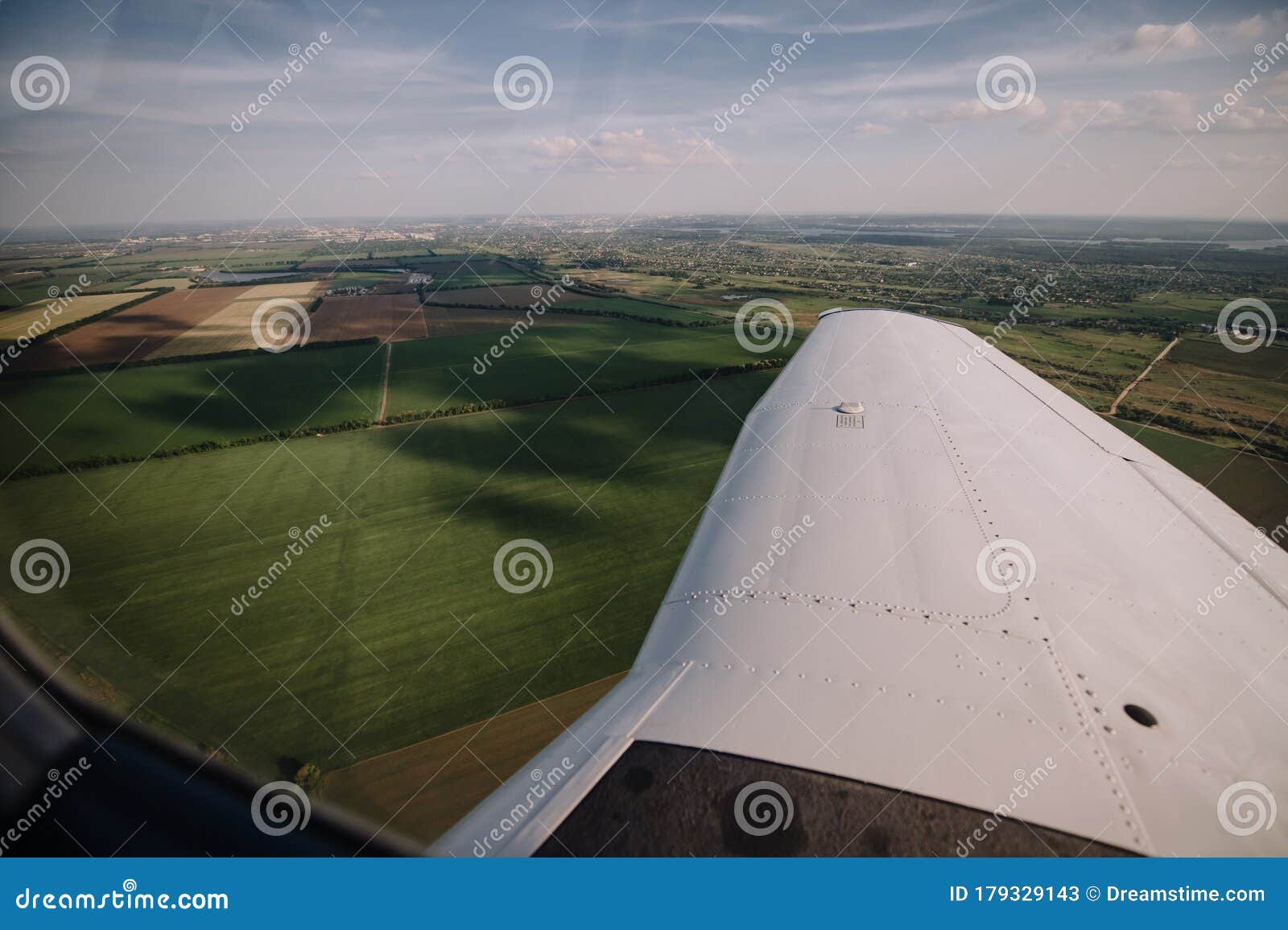 View from the Airplane Window To Green Fields Stock Image - Image of ...