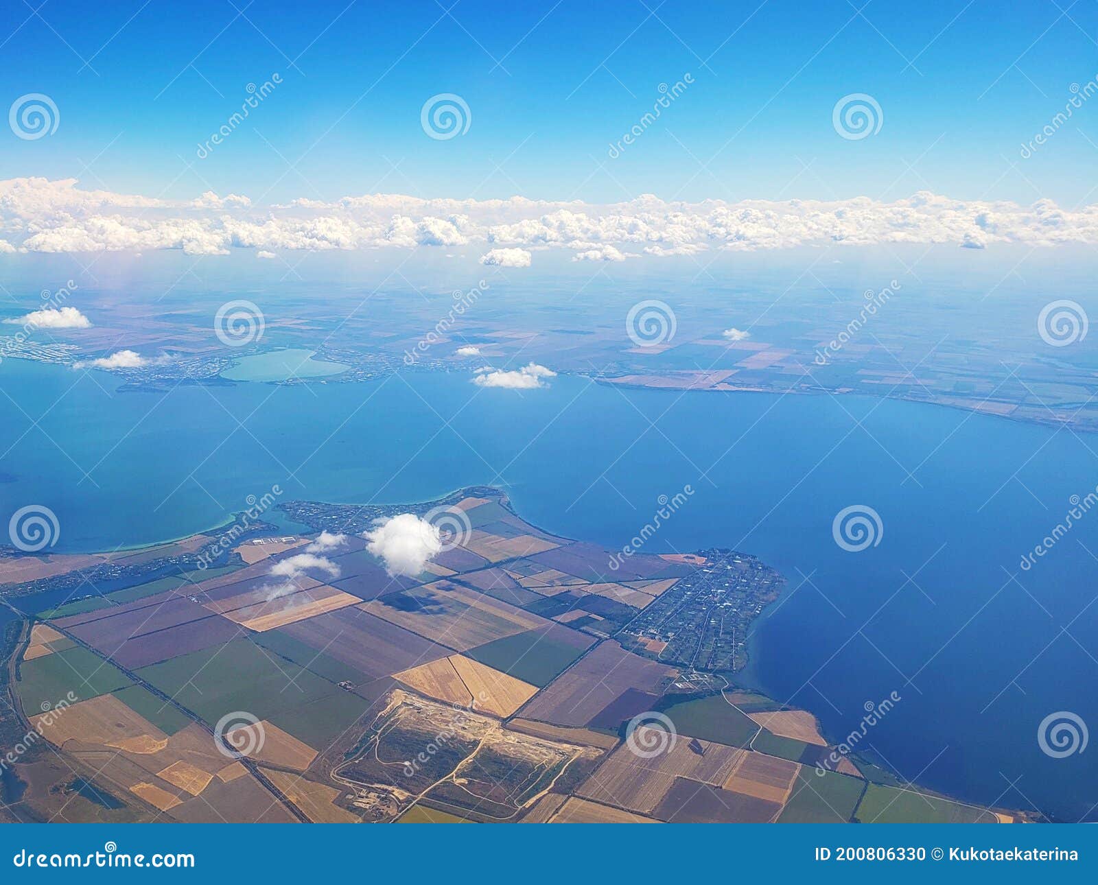 The View from the Airplane Window To the Ground. Landscape View from ...