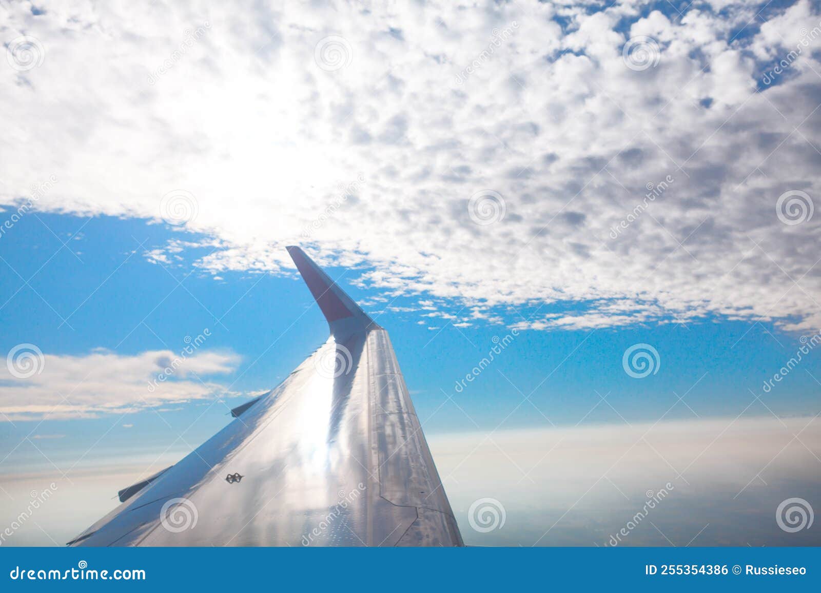 View from Airplane Window on the Wing Stock Photo - Image of cumulus ...