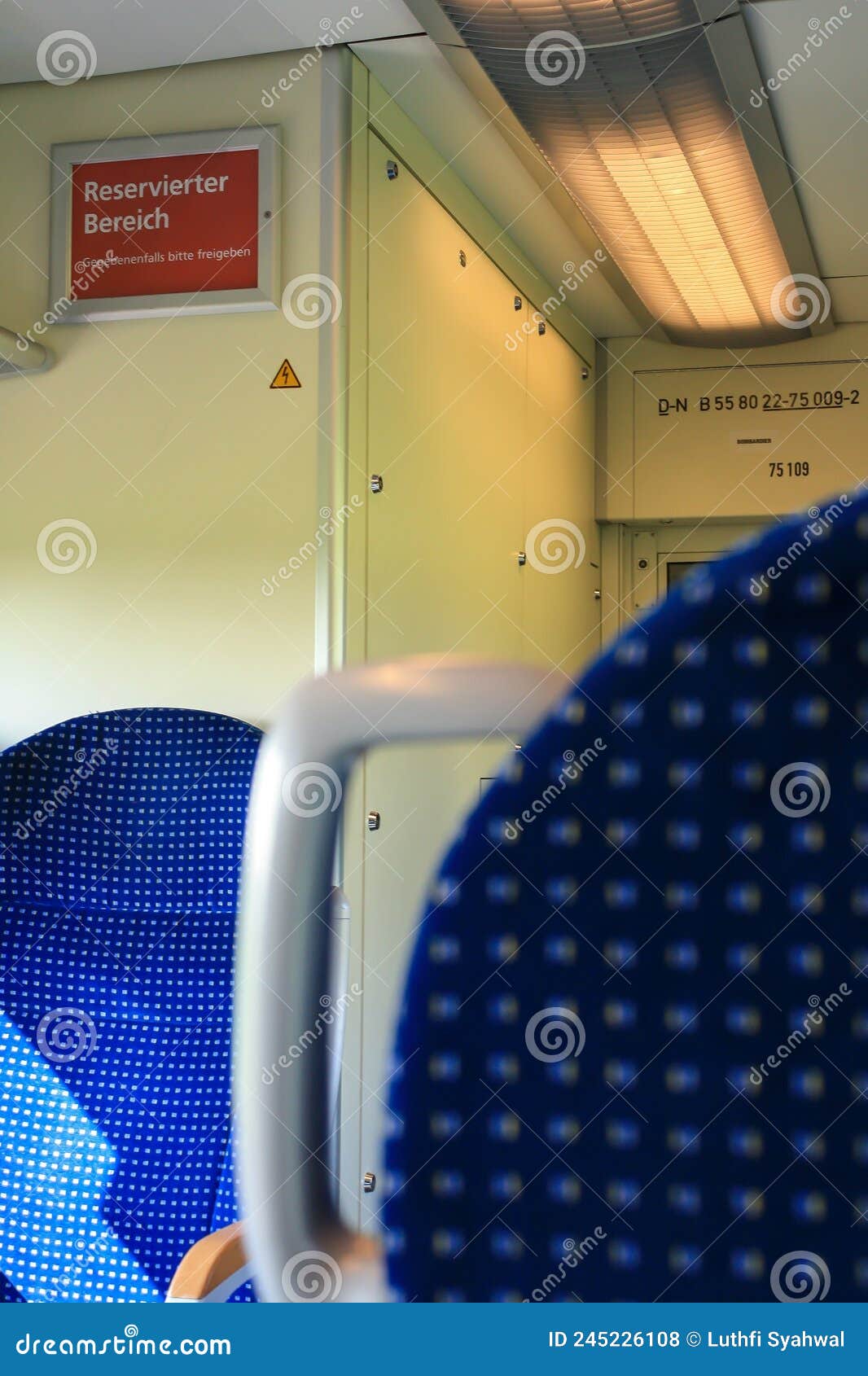 View of Aisle and Empty Comfortable and Clean Blue Seat Inside a German ...